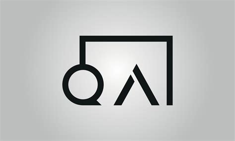 letter qa logo design qa logo with square shape in black colors vector