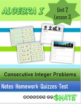 Algebra Unit Lesson Notes Consecutive Integer Word Problems