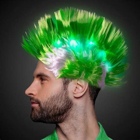 Green And White Led Mohawk Wig White Lead Green Accessories Green
