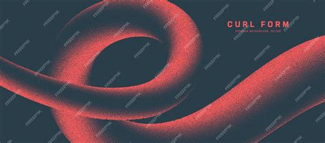 Boucle Fluide Rouge Forme Vector Dotwork Panoramique Abstrait