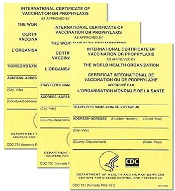 International Certificate Of Vaccination Or Prophylaxis Who Yellow