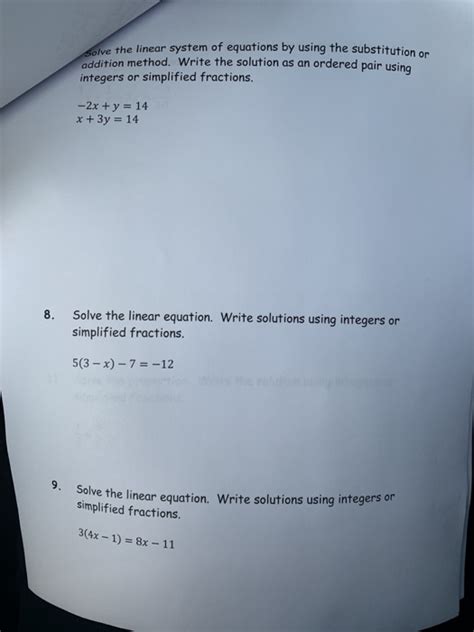 Solved Solve The Linear System Of Equations By Using The