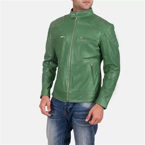 Gatsby Green Leather Biker Jacket Deluxe Leather Jackets