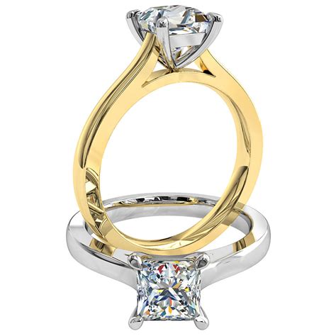 Princess Cut Solitaire Diamond Engagement Ring 4 Pear Shape Claws And