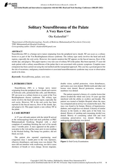 Pdf Solitary Neurofibroma Of The Palate A Very Rare Case