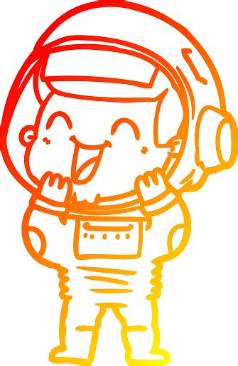 행복한 만화 우주 비행사의 따뜻한 그라데이션 선 그리기 그라데이션에 대한 스톡 벡터 아트 및 기타 이미지 그라데이션 낙서