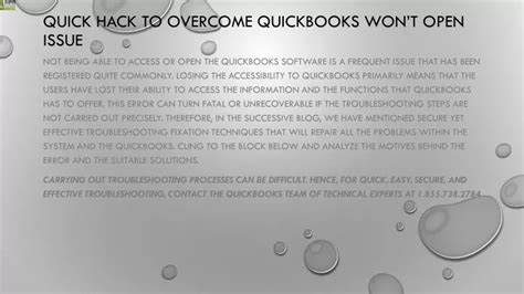 Ppt Simple Fixing Methods To Resolve Quickbooks Wont Open Powerpoint Presentation Id11644789
