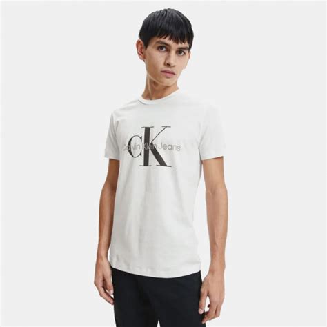Calvin Klein Core Monogram Slim Ανδρικό T Shirt Άσπρο J30j320935 Yaf
