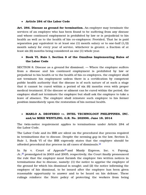 Labor Code Article Dismissal Due To Disease Employment Labour Law