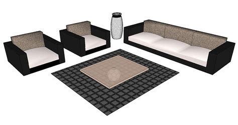 Sketchup Drawing Of Sofa Set Cadbull