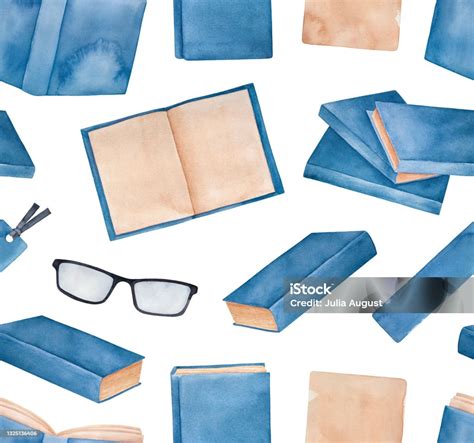 다양한 책으로 원활하게 반복 가능한 패턴 교육 독서 학교 테마로 돌아갑니다 디자인 패브릭 스크랩북 용지 인쇄를 위한 창의적인 배경 손으로 그린 물 색 일러스트 읽기에 대한