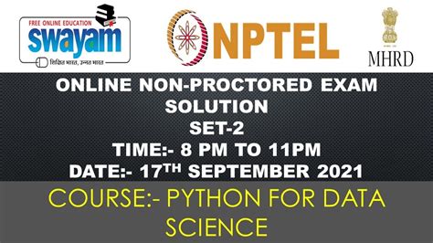 NPTEL PYTHON FOR DATA SCIENCE ONLINE NON PROCTORED EXAM 2021 YouTube