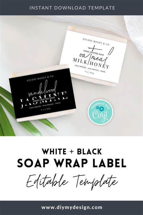 Design Your Own Soap Bar Labels Using This Black And White Artisan Soap
