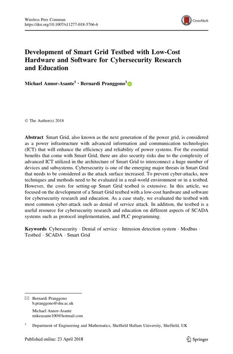 Pdf Development Of Smart Grid Testbed With Low Cost Hardware And Software For Cybersecurity
