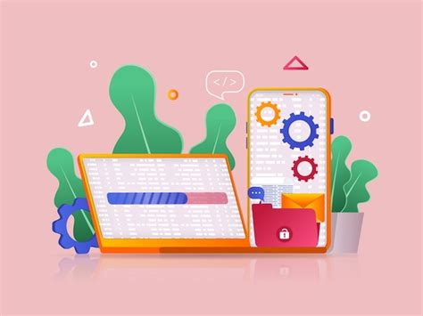 プログラミング ソフトウェアの概念 3 D イラスト コーディングを使用したアイコン構成 ベクター イラスト プレミアムベクター