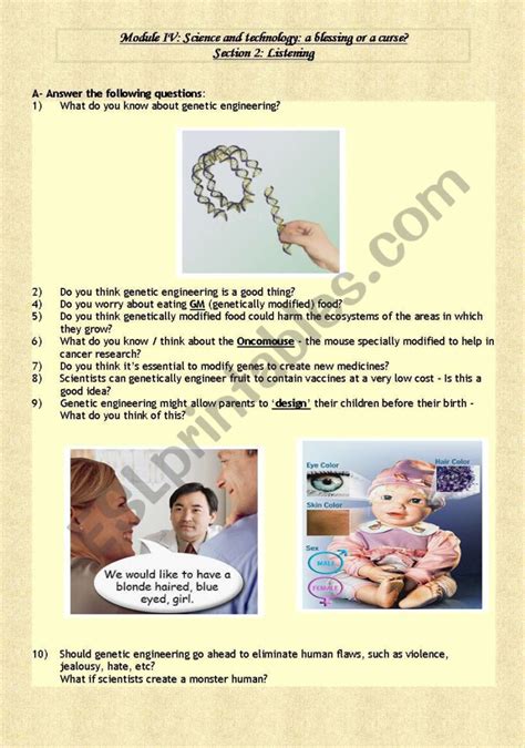 Genetic Engineering Pros And Cons Worksheet