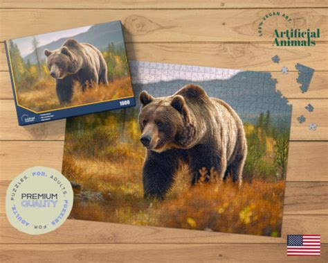 Grizzly Bear Jigsaw Puzzle Wild Animal Puzzle Bear Art Black Bear