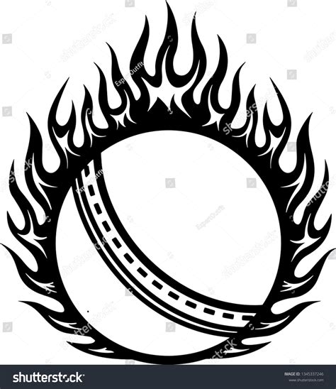 Cricket Ball Fire Motion Effect Hot Stock Vector Royalty Free