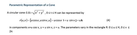 Solved Parametric Representation Of A Cone 2 2 A Circular