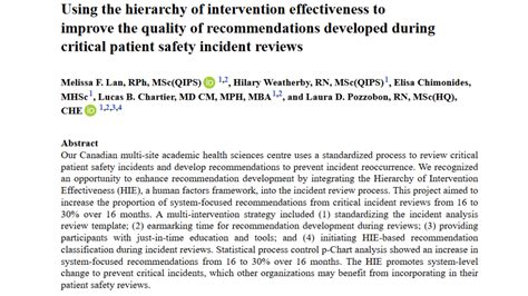Using The Hierarchy Of Intervention Effectiveness To Improve The Quality Of Recommendations