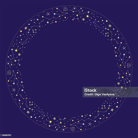 Bingkai Lingkaran Berbintang Yang Terbuat Dari Bintang Dan Rasi Bintang