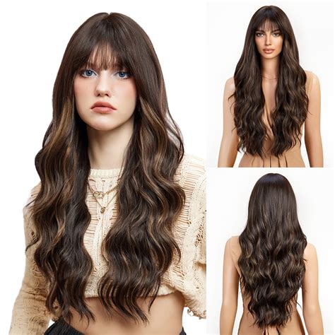 Long Wigs For Women 26 Inch Long Wavy Middle Part Wig Ombre Blonde Wigs