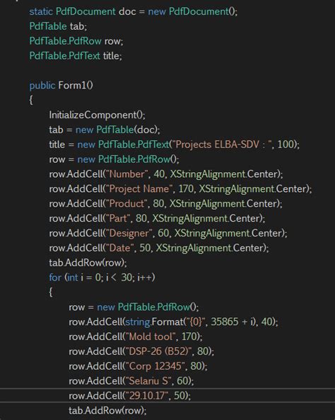 Class PdfTable SourceCodester