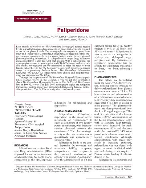 Pdf Formulary Drug Reviews Paliperidone