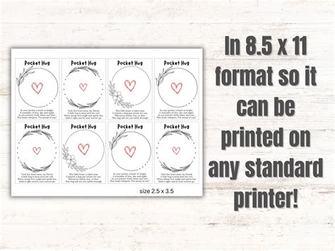 Printable Card For Pocket Hug Pocket Hug Heart Card Template Card