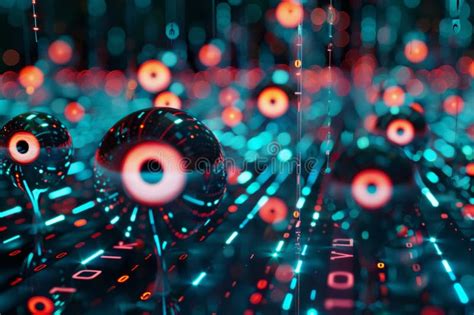 A 3d Visualization Of A Network Under Ai Surveillance With Digital Eyes