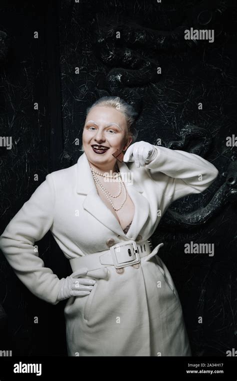 Young Freak Plus Size Albino Woman Greedily Eats And Love Chocolate On