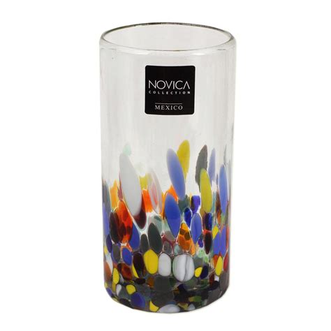 Multicolor Hand Blown Glass Highball Glasses Set Of 6 Confetti
