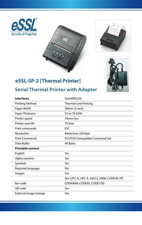 ESSL SP 2 DYNO SERIAL THERMAL PRINTER WITH ADAPTER At 10000 New Items In Gurugram ID