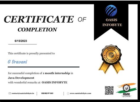 Sravani Gandikota On Linkedin Oasisinfobyte Javadevelopment
