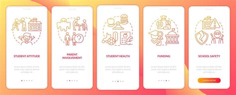 Problems In Public Schools Red Gradient Onboarding Mobile App Screen