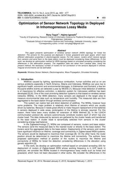 Optimization Of Sensor Network Topology In Deployed In Inhomogeneous Lossy Media