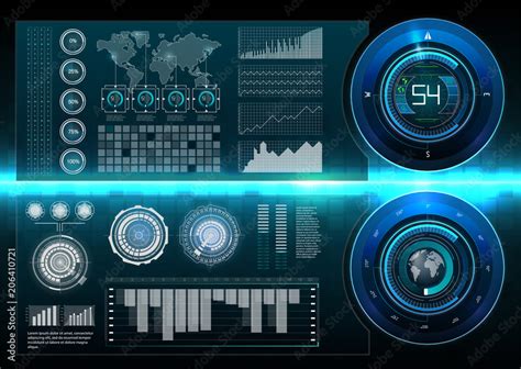HUD Style Big Hud Sets Vector Science Abstract Vector Illustration Futuristic User Interface