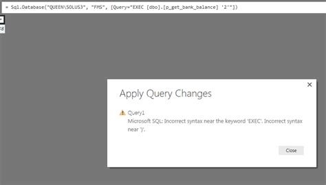 Sql Server Sql Reporting Invalid Syntax When Run In Power Bi Stack