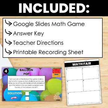 Adding And Subtracting Fractions With Like Denominators Google Slides Math Game