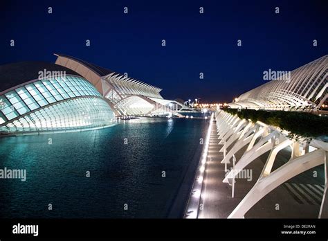 A Night View Of La Ciutat De Les Arts I Les Ciencies Designed By