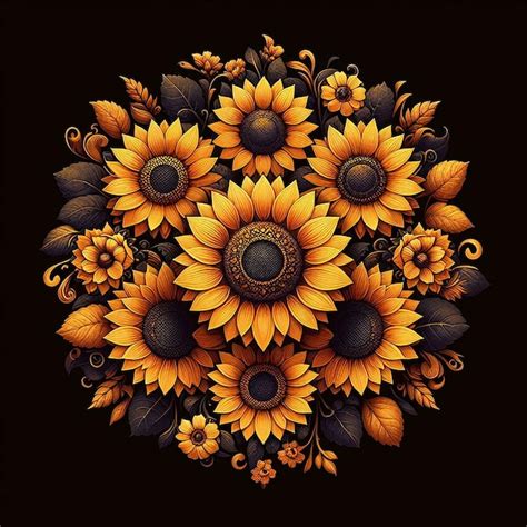 Premium Psd Cute Sunflower Seamless Pattern