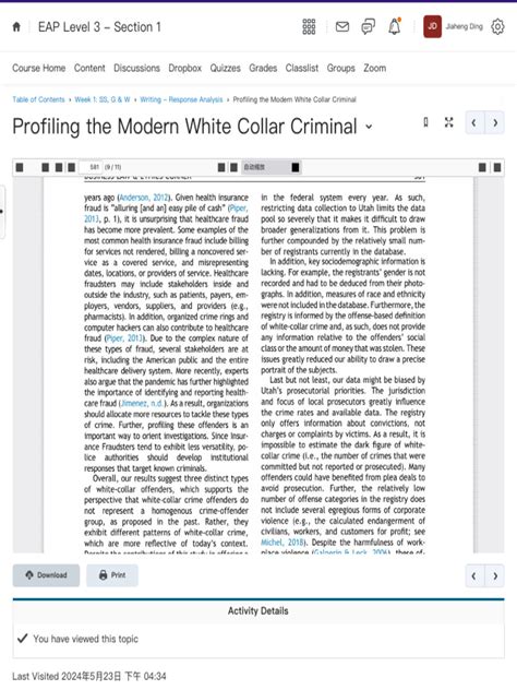 Profiling The Modern White Collar Criminal Eap Level 3 Section 1 4 Pdf
