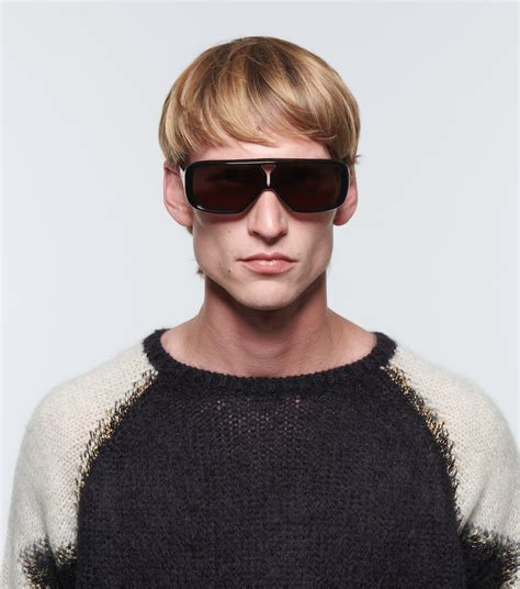 Rectangular Acetate Sunglasses In Black Saint Laurent Mytheresa