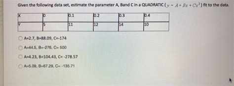 Solved Given The Following Data Set Estimate The Parameter Chegg