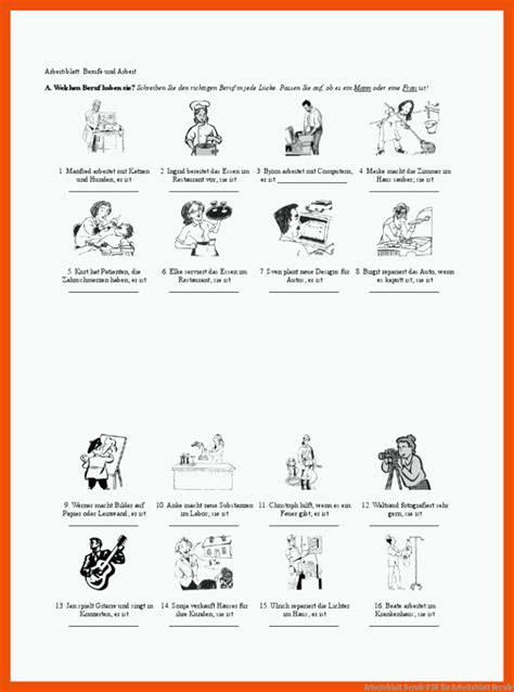 7 Arbeitsblatt Berufe Allgemeine Arbeitsblätter
