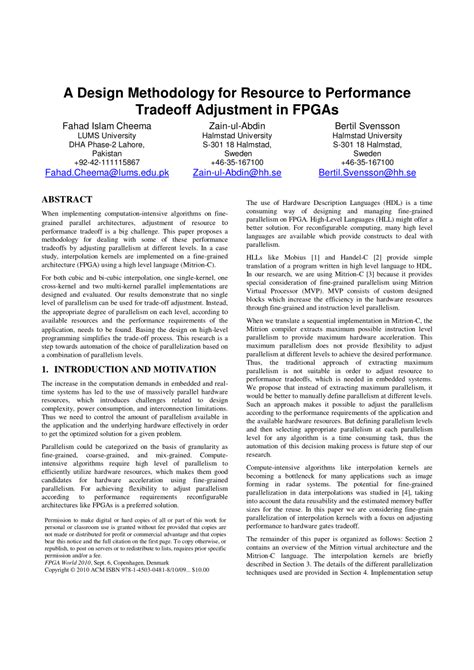 pdf a design methodology for resource to performance tradeoff
