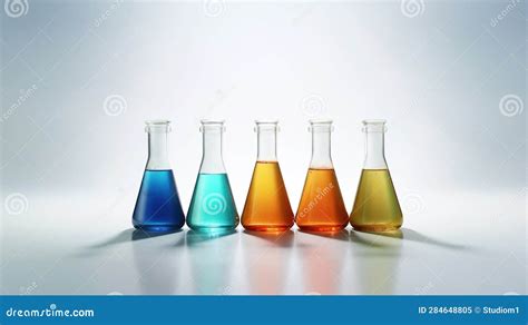 Chemical Flasks With Reagents Laboratory Glassware Whith Color Liquid