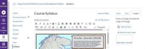 Creating A Basic Syllabus Page On Canvas Department Of History