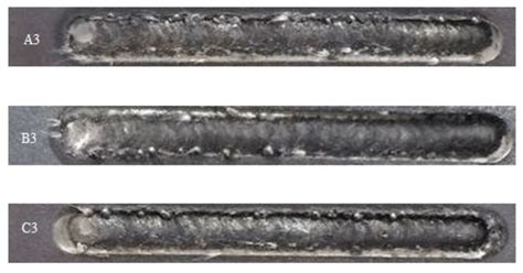 macro morphology of the cladding layer at different scanning speeds
