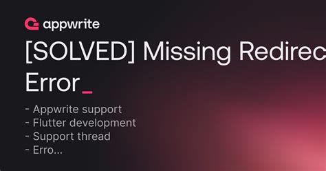 Solved Missing Redirect Error Threads Appwrite